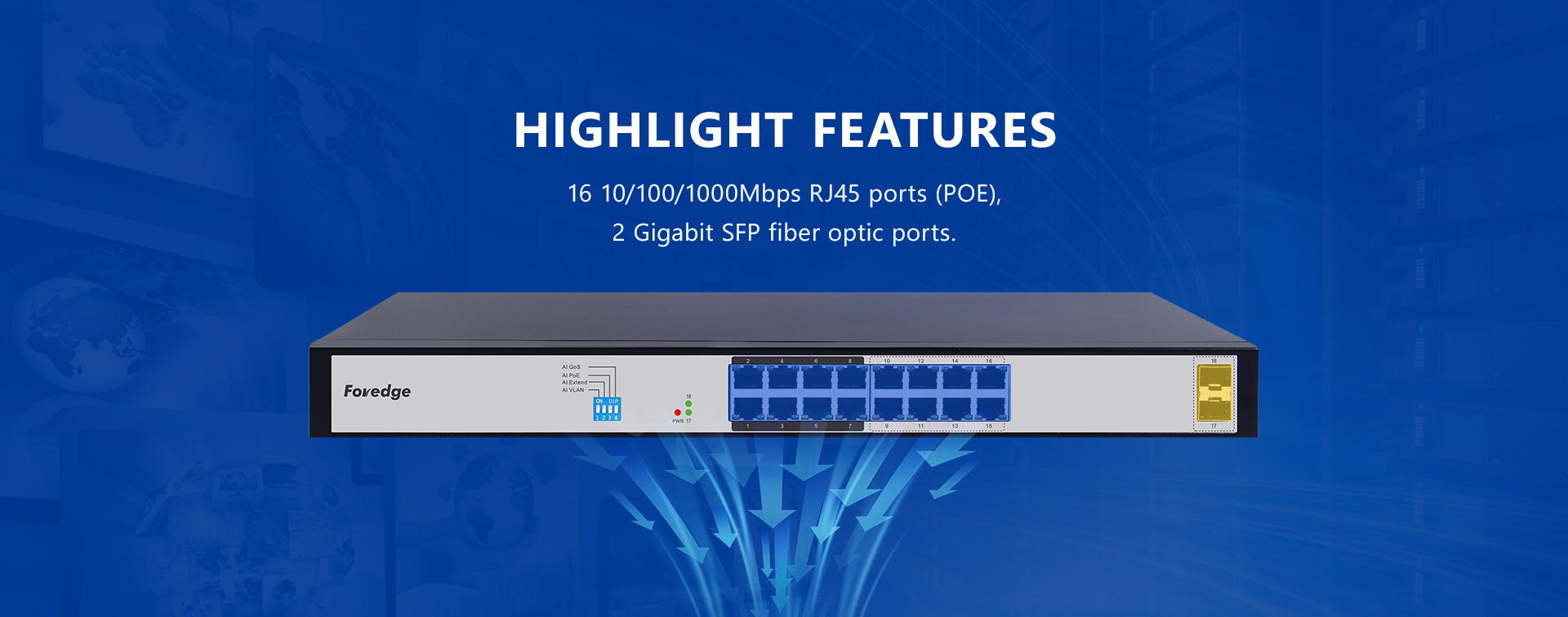 AI1016GC 16 Port Gigabit Easy Smart PoE Switch – Foredge